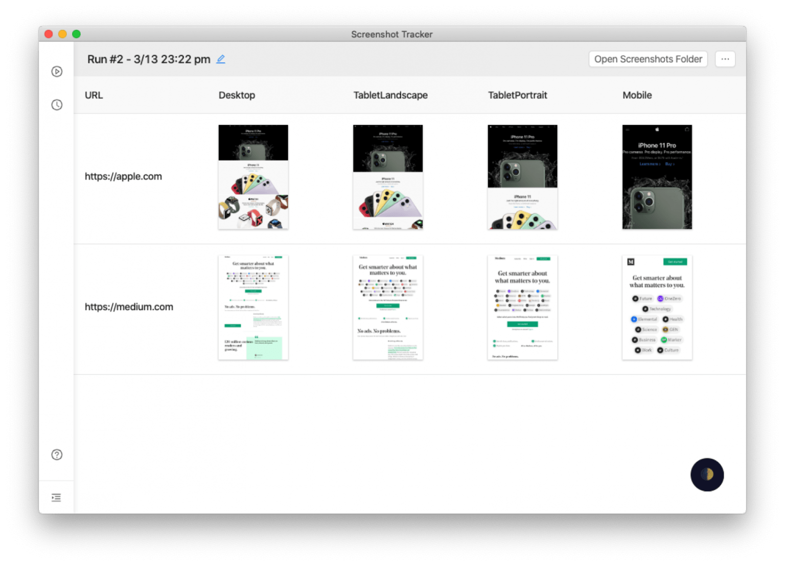 Screenshot Tracker - Capture and track of full length web page screenshots