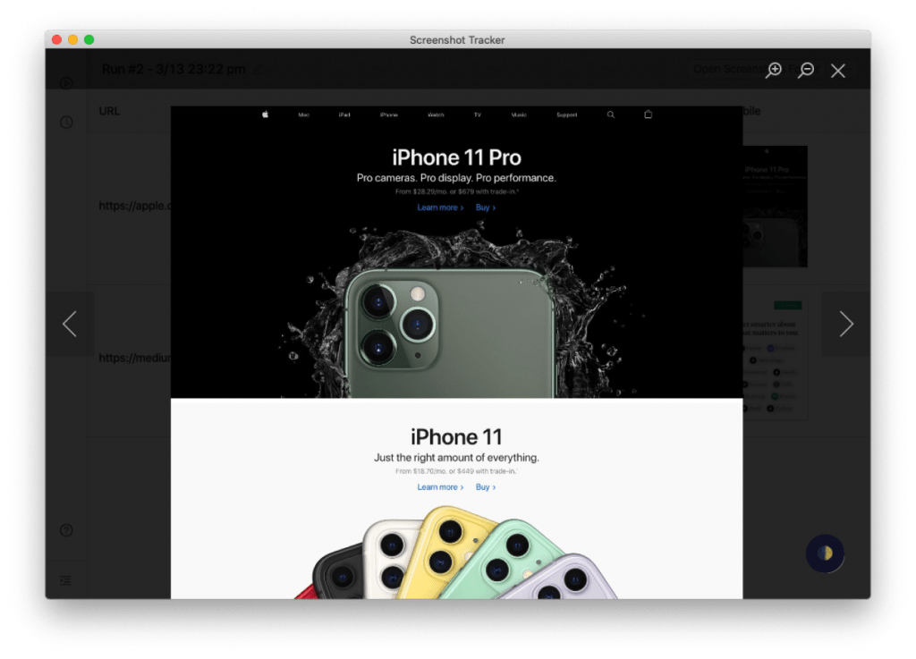Screenshot Tracker - Capture and track of full length web page screenshots